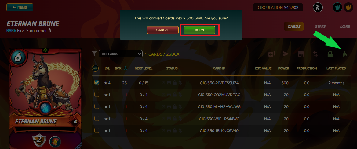 Burning Cards – Splinterlands